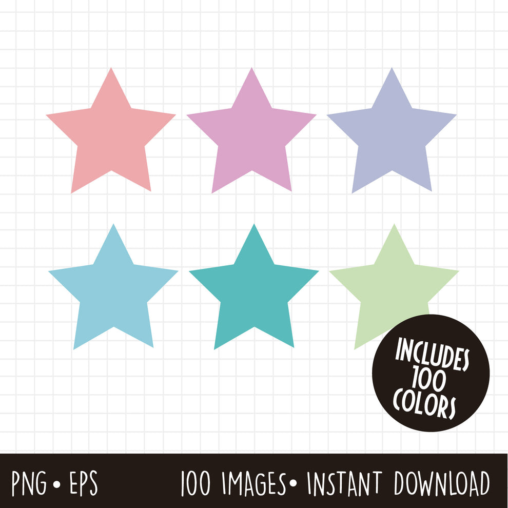 COD785 - 100 Stars Clip Art, Commercial Use Instant Download Star Grap ...