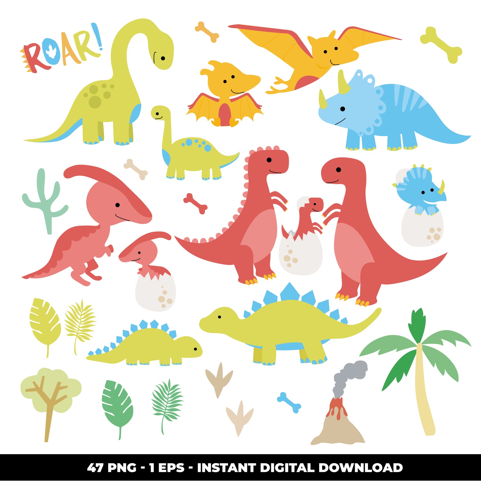 COD793 - Dinosaur clipart, kids dinosaur clipart, t-rex clipart, dino ...