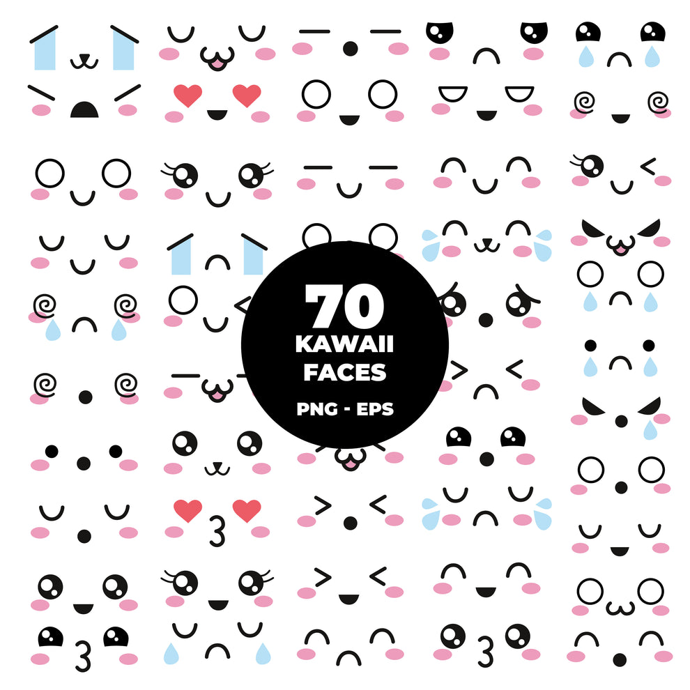 COD802 -Kawaii faces svg, Kawaii svg files for cricut, Kawaii clipart ...