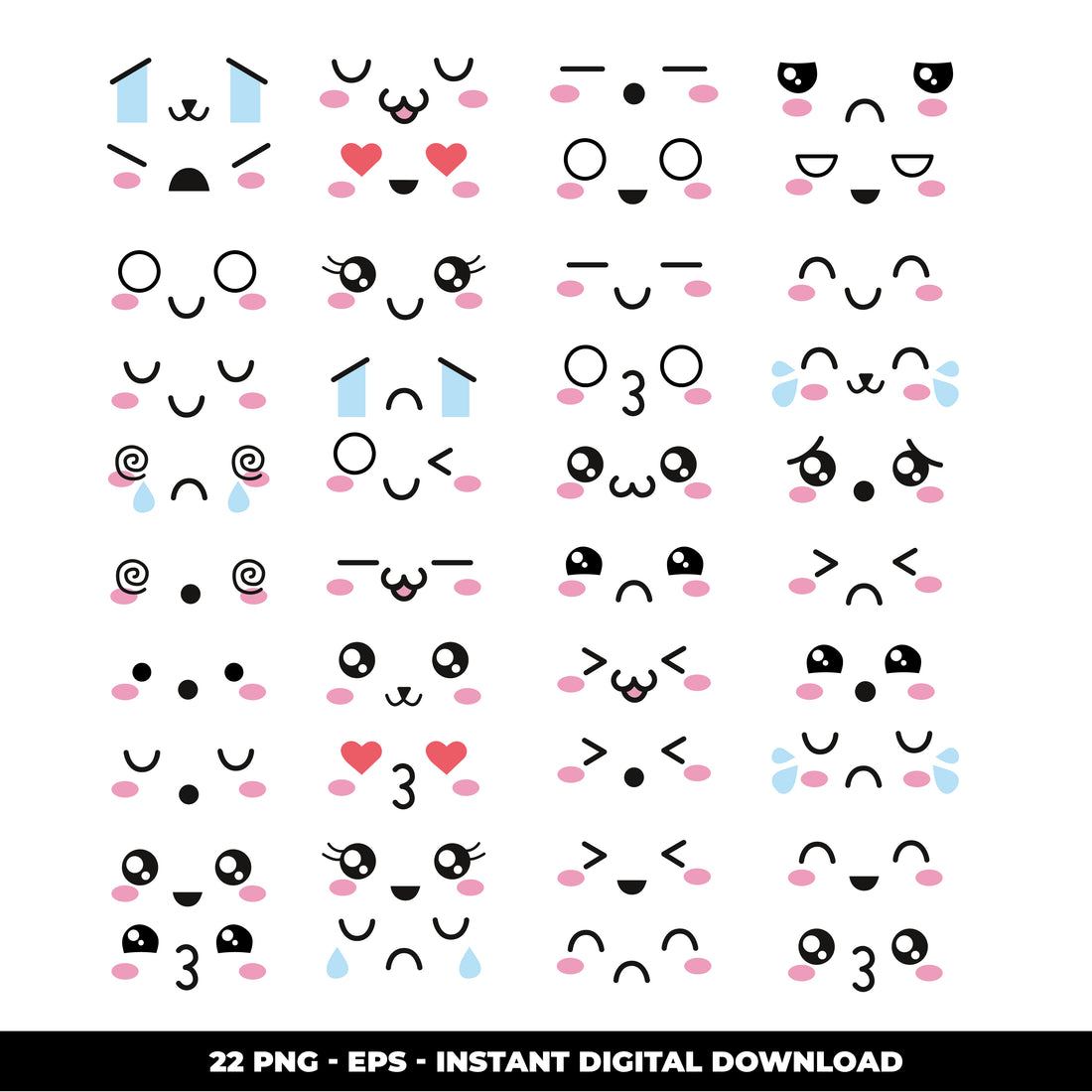 COD802 -Kawaii faces svg, Kawaii svg files for cricut, Kawaii clipart ...
