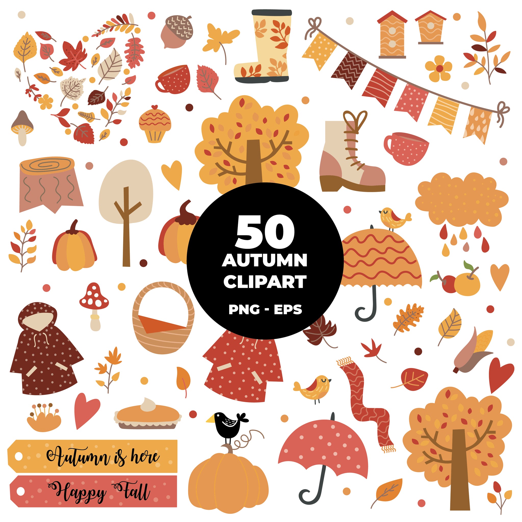 COD847 - Autumn clipart, fall clipart, Leaves clipart, Plants eps, Pap ...