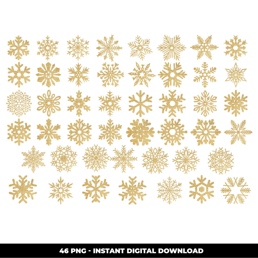 COD851- Gold Snowflake clipart, winter snowflake png, Merry Christmas ...