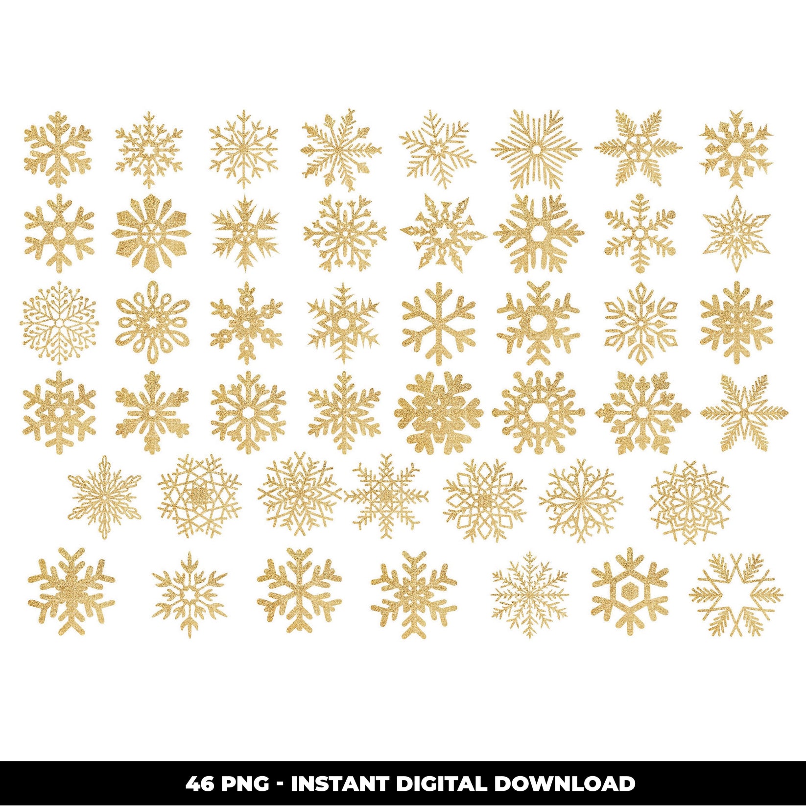 COD851- Gold Snowflake clipart, winter snowflake png, Merry Christmas ...
