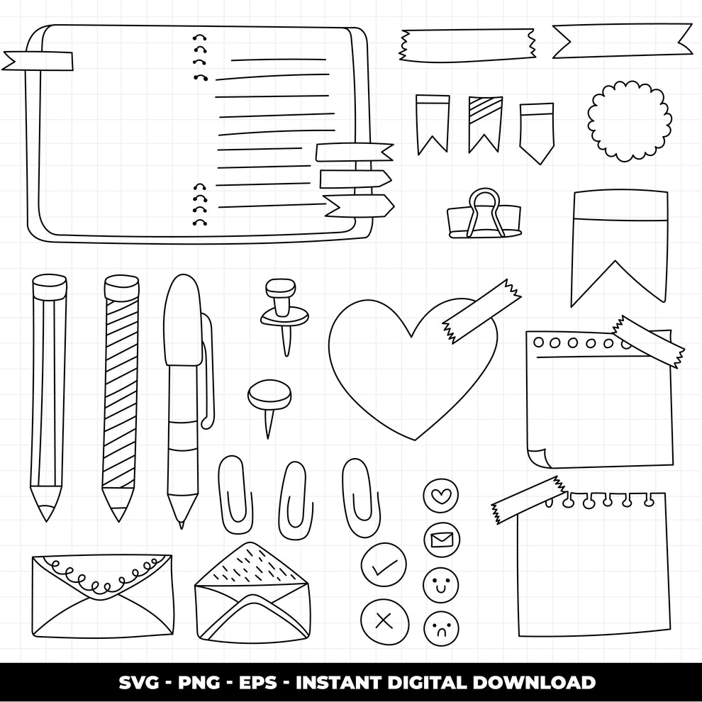 COD915 Bullet journal svg, bujo clipart, Notes Clipart, school Clipart ...