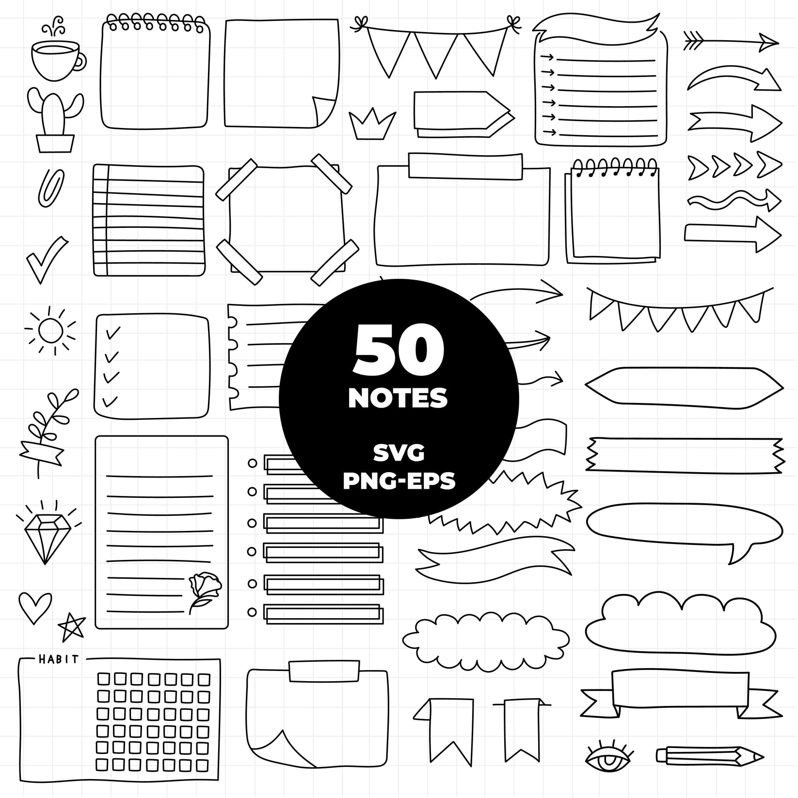 COD934 Bullet journal svg, bujo clipart, Notes Clipart, school Clipart ...