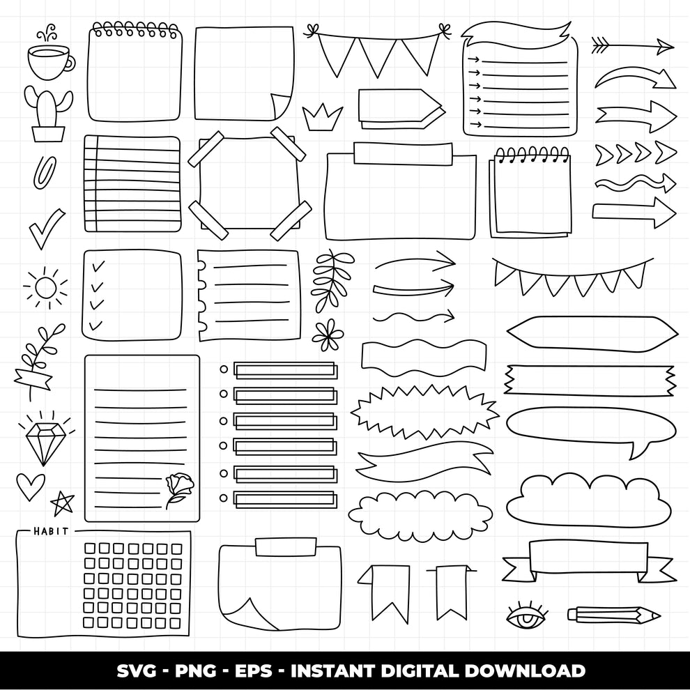 COD934 Bullet journal svg, bujo clipart, Notes Clipart, school Clipart ...
