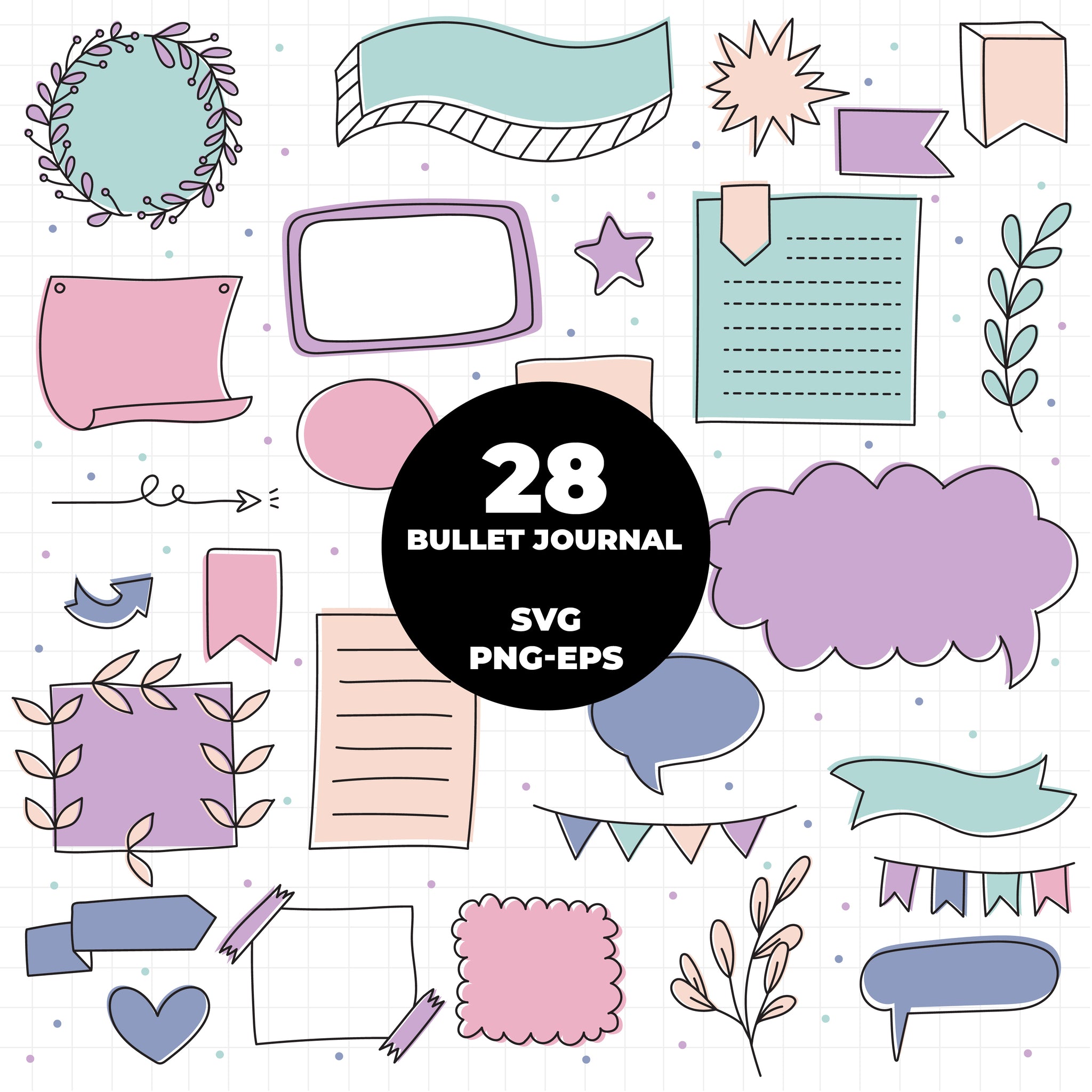 COD989 Bullet journal svg, bujo clipart, Notes Clipart, school Clipart ...