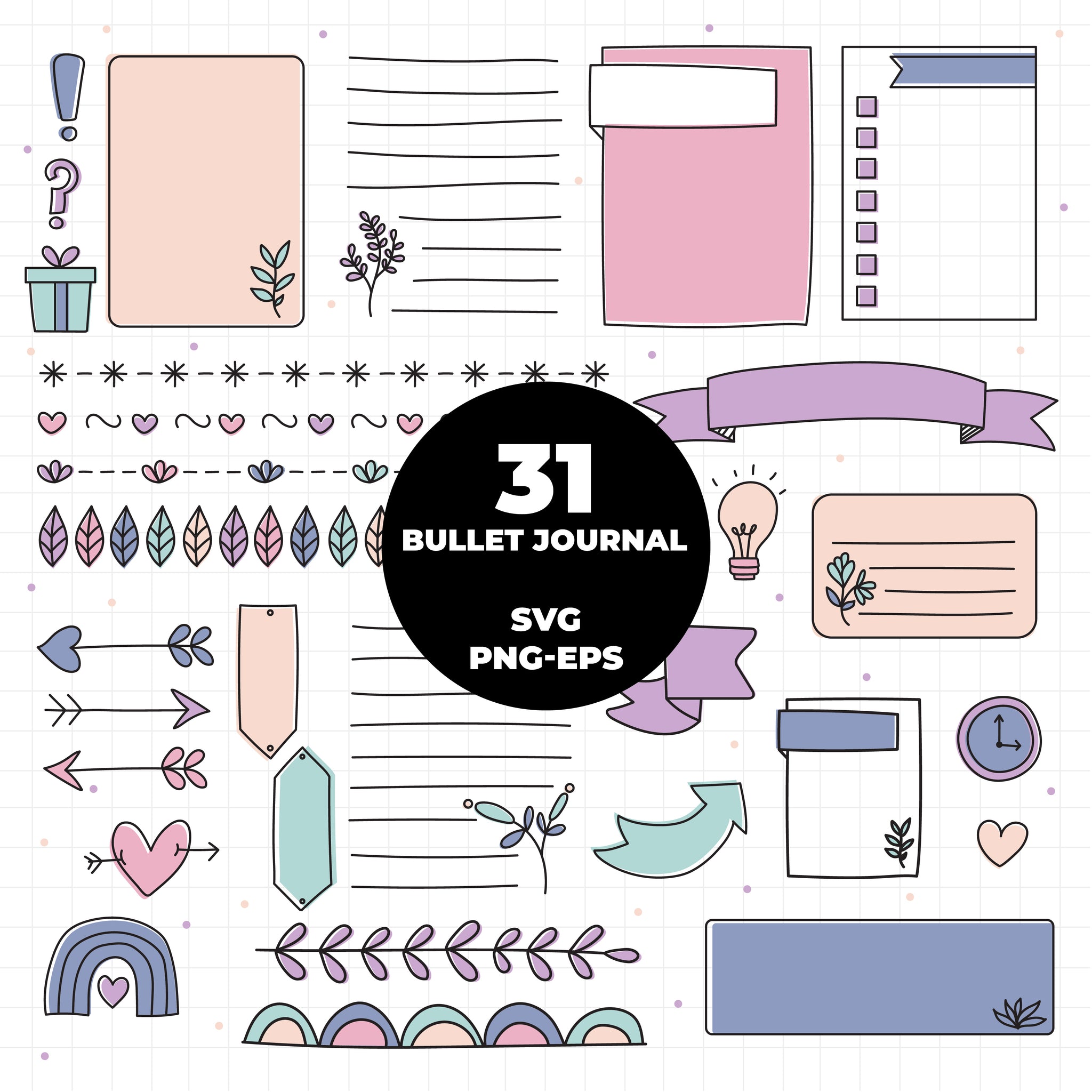 COD995 Bullet journal svg, bujo clipart, Notes Clipart, school Clipart ...